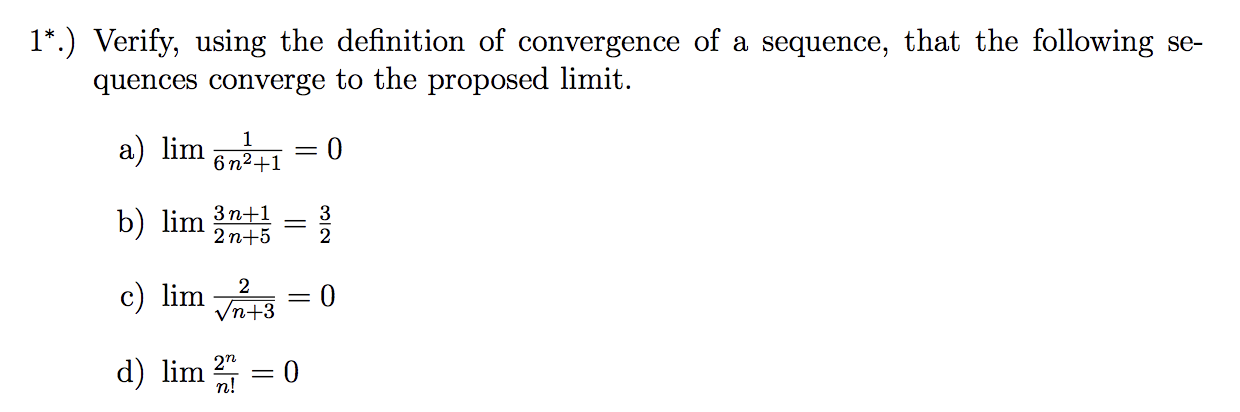 Solved 1*.) Verify, using the definition of convergence of a | Chegg.com