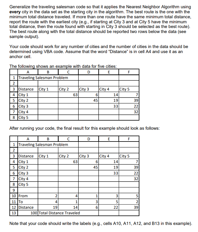 Generalize the traveling salesman code so that it | Chegg.com