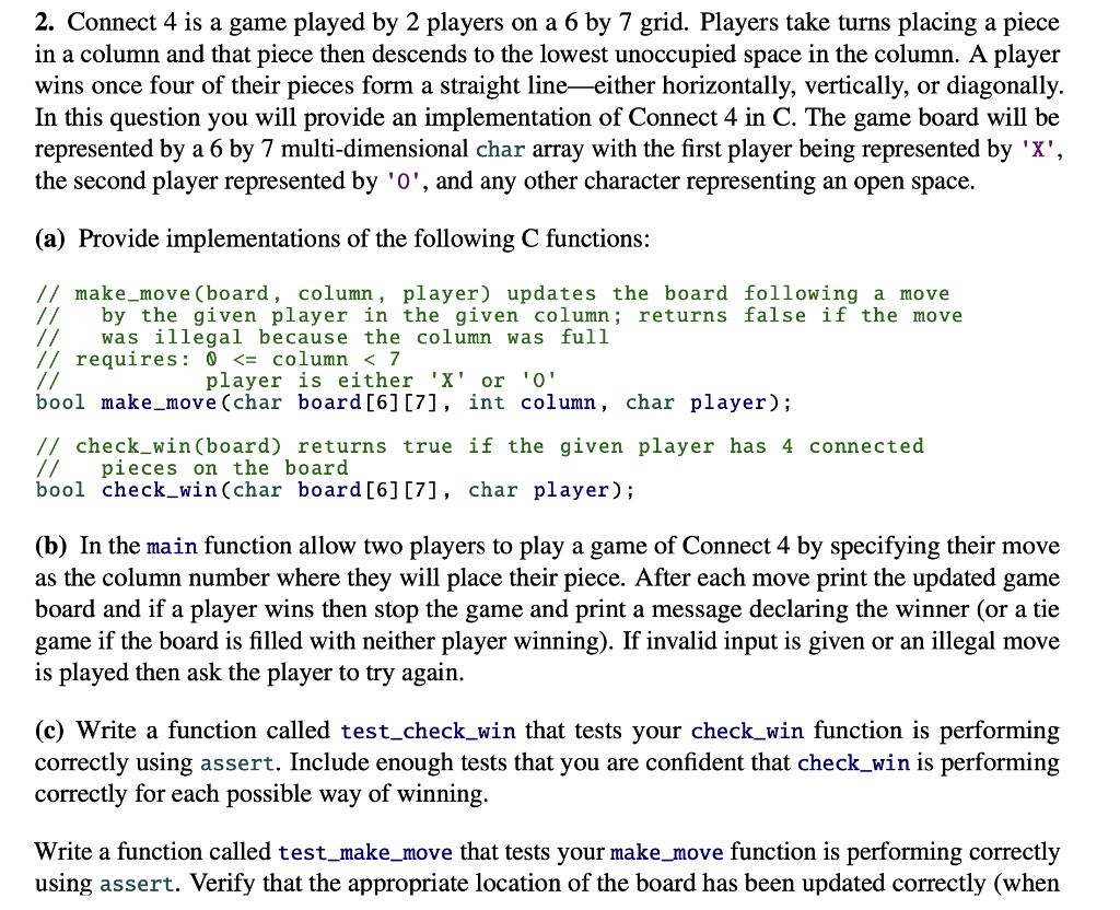 Solved Solve in C language and give 5 assert cases at the | Chegg.com