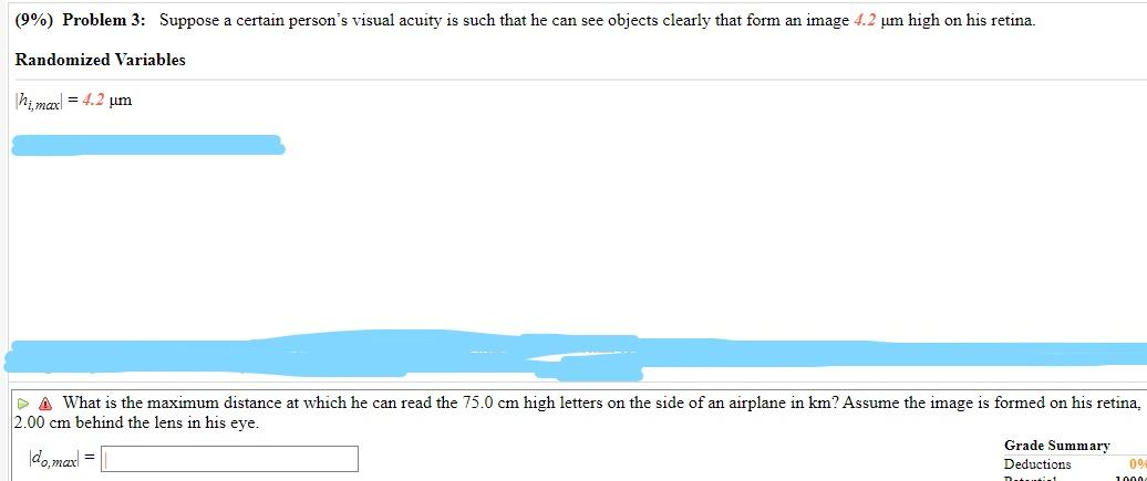 Solved (9\%) Problem 3: Suppose a certain person's visual | Chegg.com