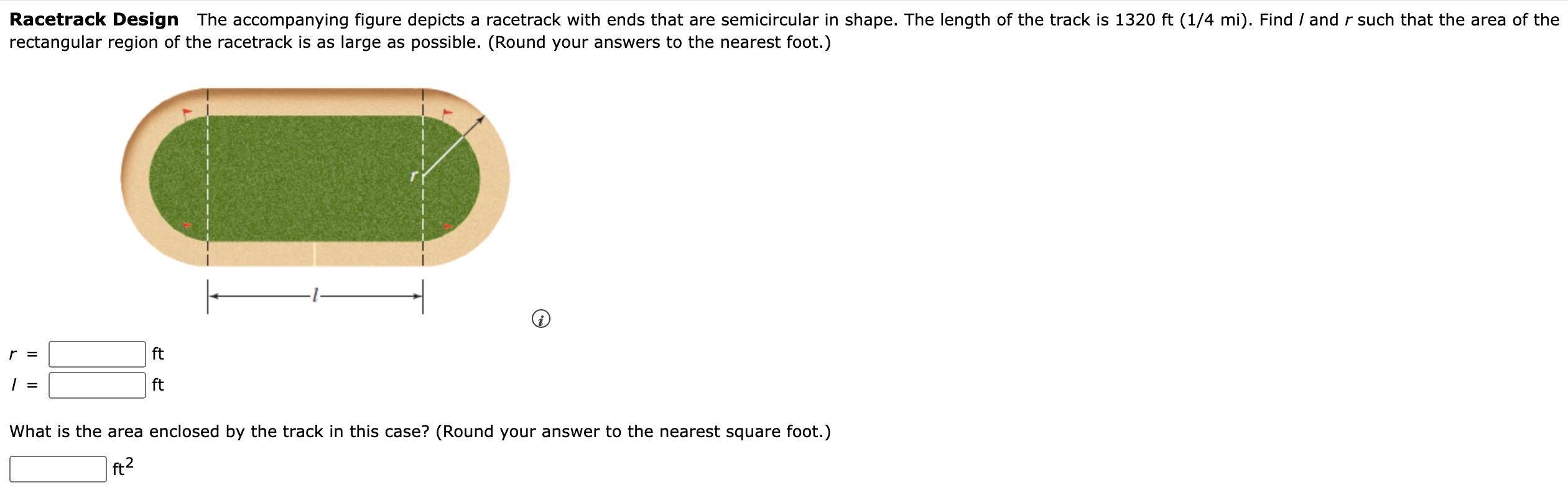 Solved Racetrack Design The accompanying figure depicts a | Chegg.com