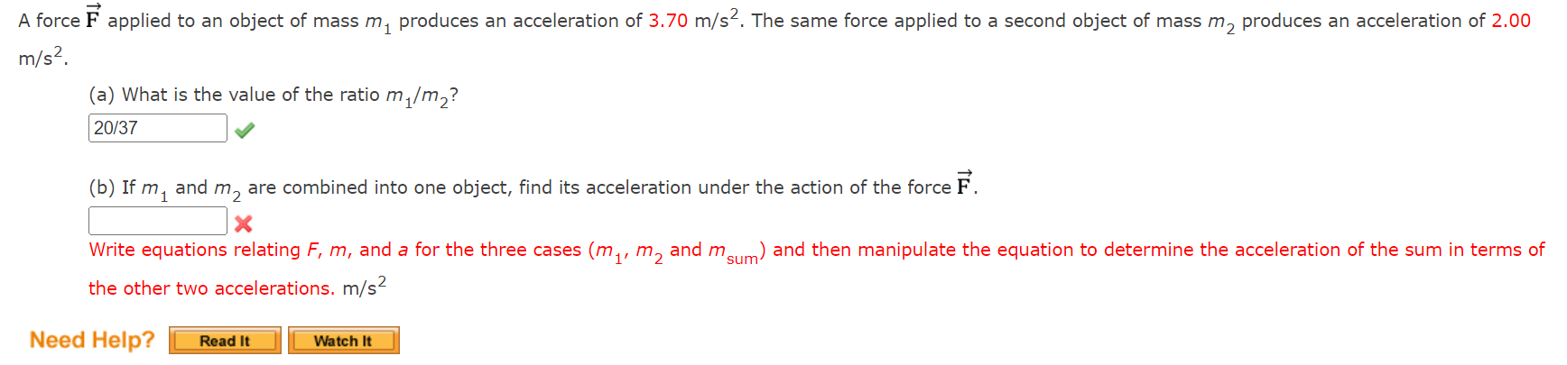 Solved A force vec(F) ﻿applied to an object of mass m1 | Chegg.com