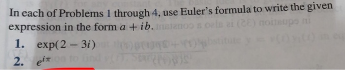 Solved In each of Problems 1 through 4, use Euler's formula | Chegg.com