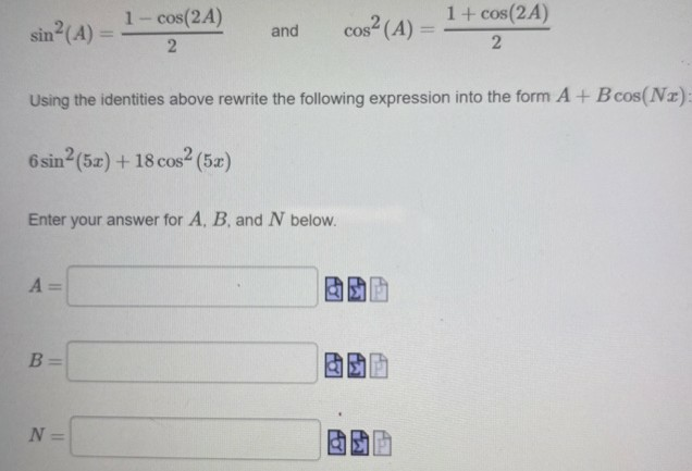 Solved 1 - cos(2A) sinº(A) == 1+ cos(2A) and COS2 ()_ Using | Chegg.com