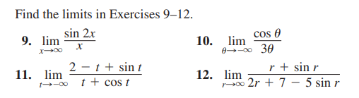 Solved Find the limits in ﻿Exercises | Chegg.com