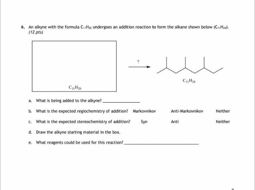 Solved An alkyne with the formula C11H20 undergoes an | Chegg.com