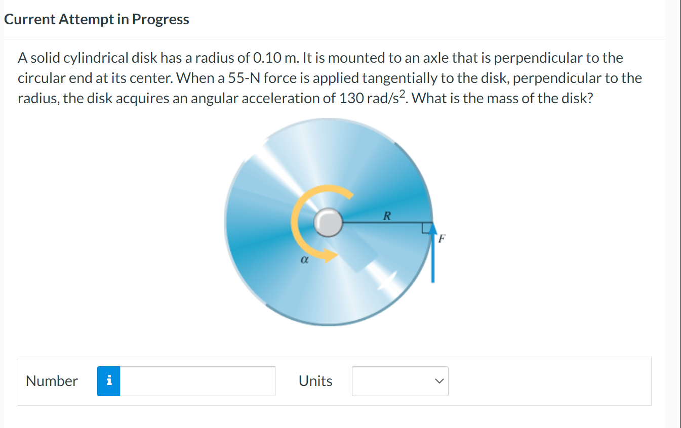 Solved A solid cylindrical disk has a radius of 0.10 m. It | Chegg.com