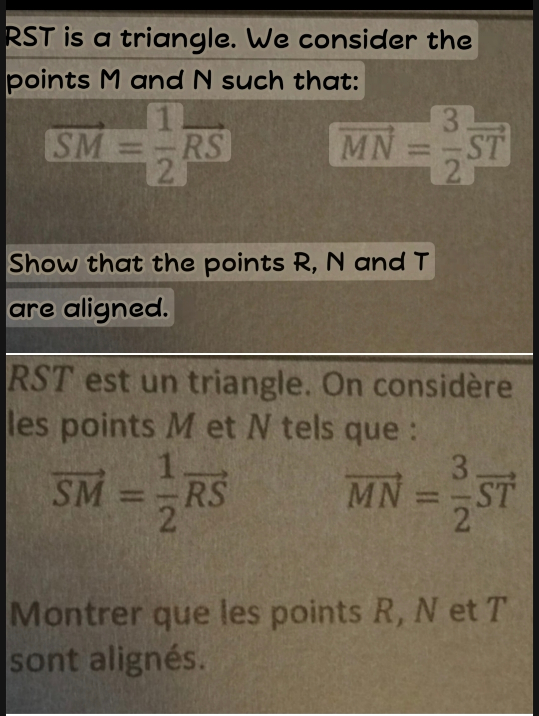 Solved RST is a triangle. We consider thepoints M ﻿and N | Chegg.com