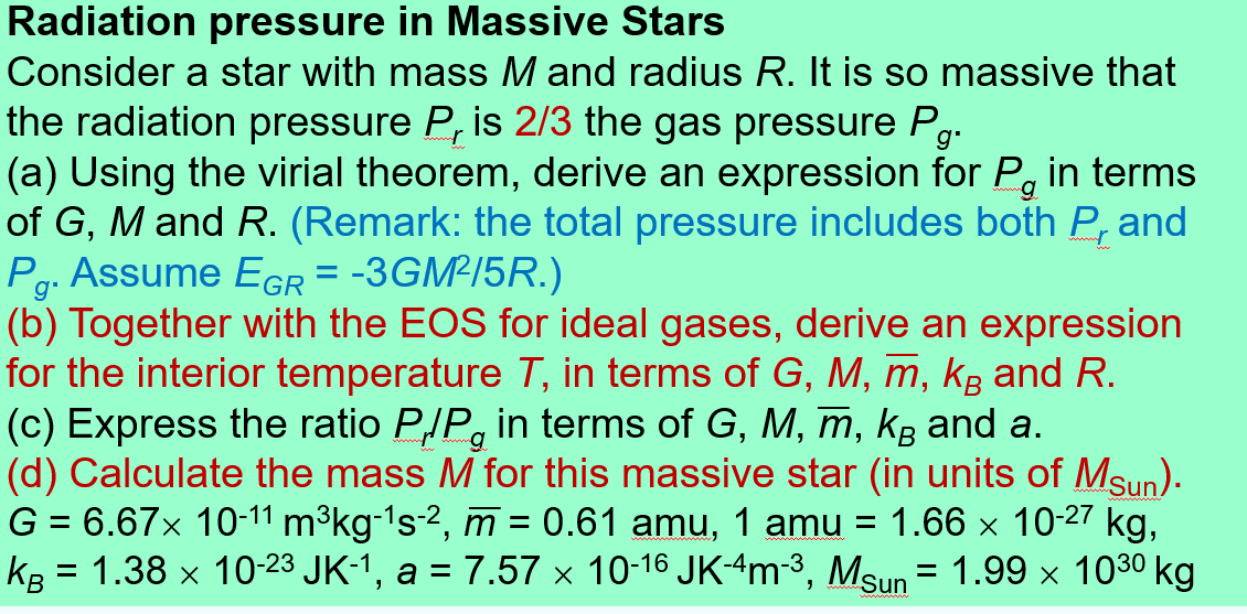Solved Radiation pressure in Massive Stars Consider a star | Chegg.com