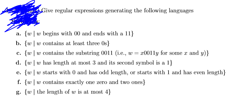 Solved Give regular expressions generating the following | Chegg.com
