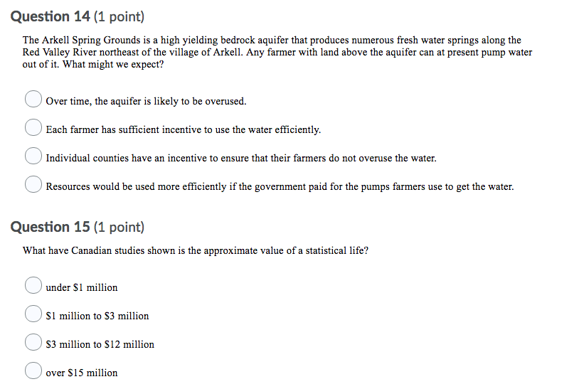 Solved Question 14 (1 point) The Arkell Spring Grounds is a | Chegg.com