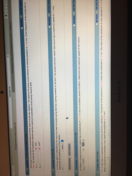 Solved The prong of a tuning fork moves back and forth when | Chegg.com