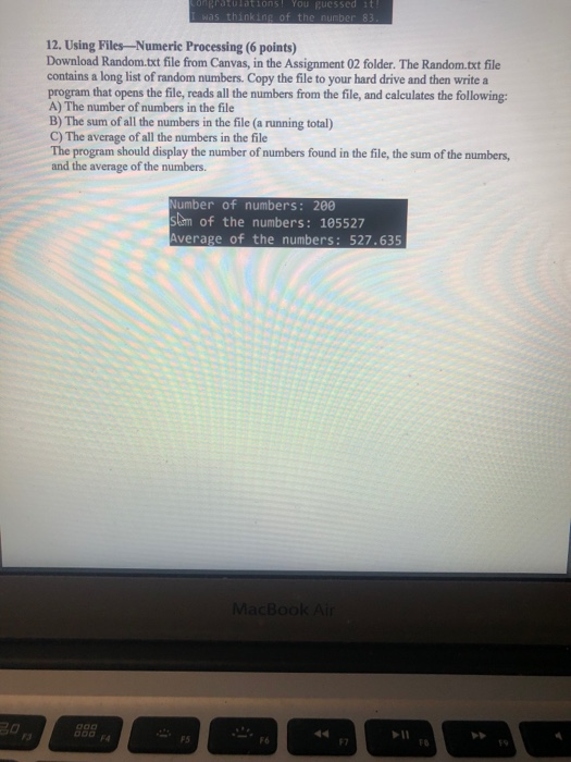 Solved 12. Using Files-Numeric Processing (6 points) | Chegg.com