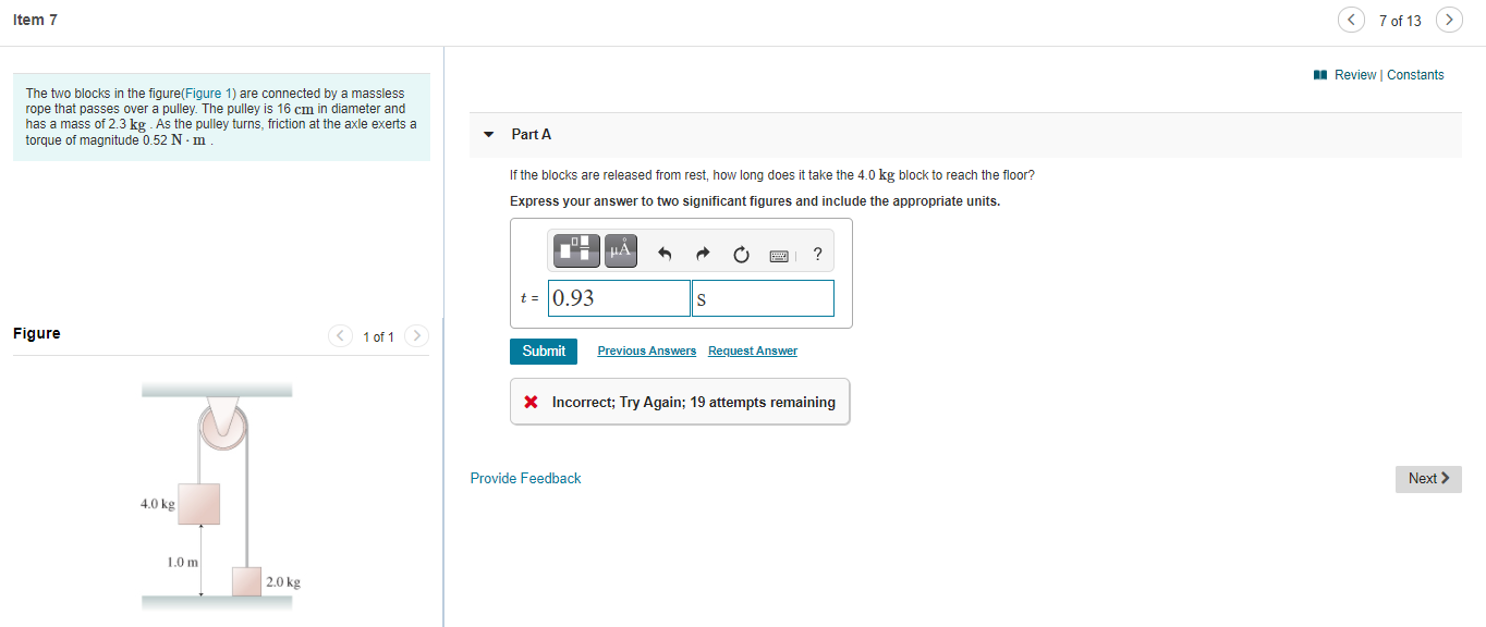 Solved Item 7 7 of 13 u Review Constants The two blocks in | Chegg.com