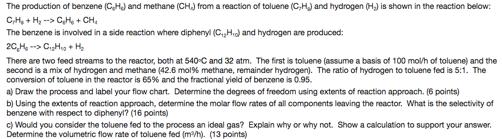 Solved The production of benzene (C&He) and methane (CH) | Chegg.com
