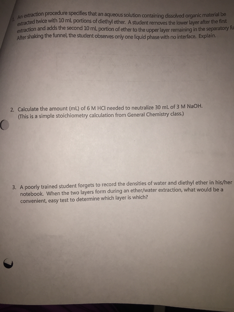 Solved An extraction procedure specifies that an aqueous | Chegg.com