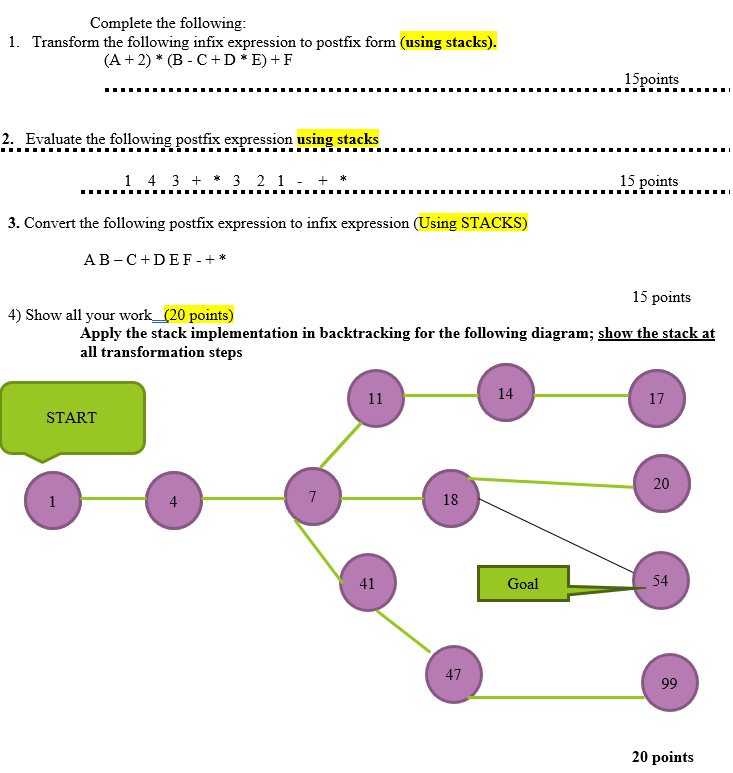 Solved Complete the following:Transform the following infix | Chegg.com