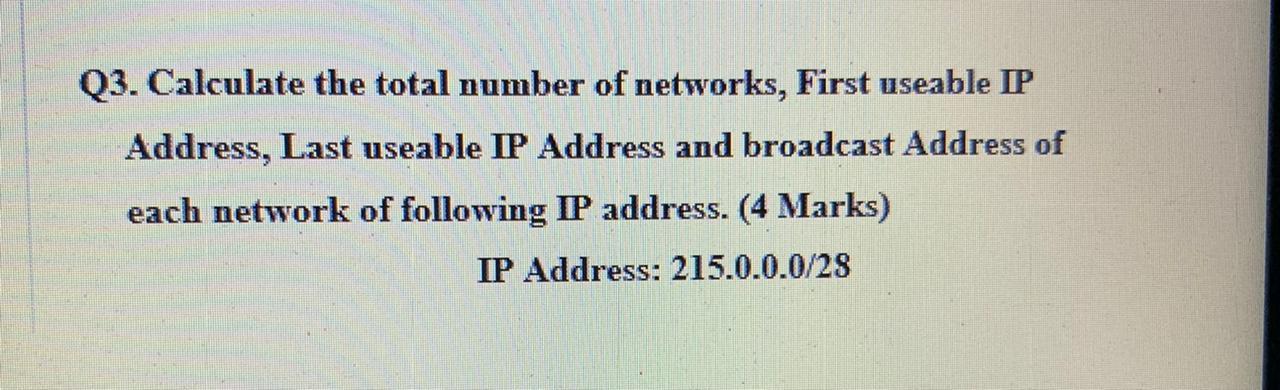 Solved . Calculate the total number of networks, First | Chegg.com