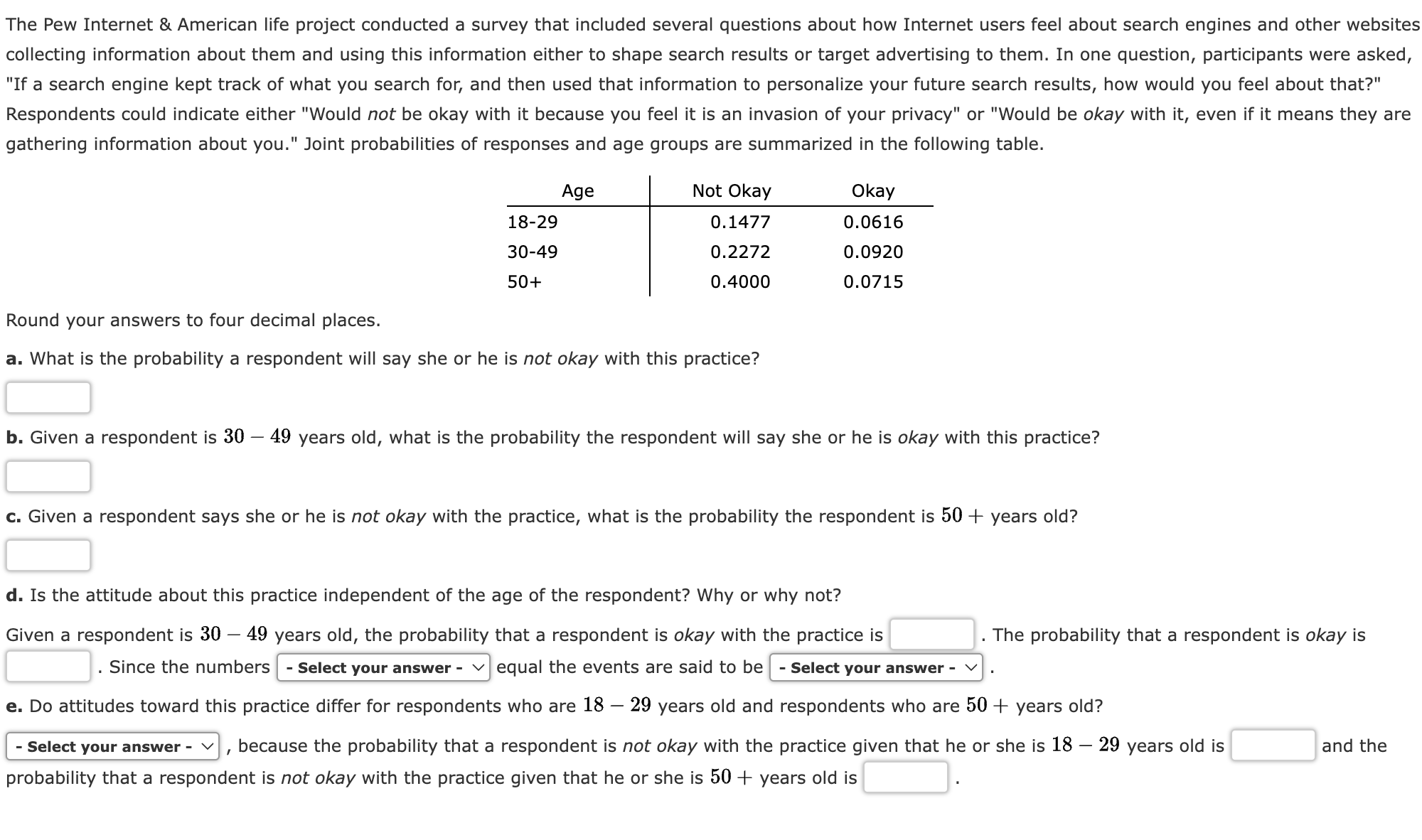 Solved The Pew Internet \& American life project conducted a | Chegg.com
