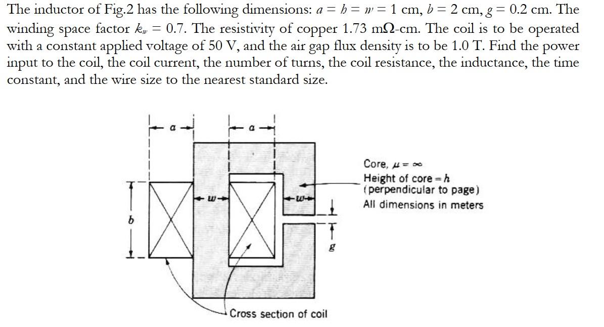 Solved The inductor of Fig.2 has the following dimensions: | Chegg.com