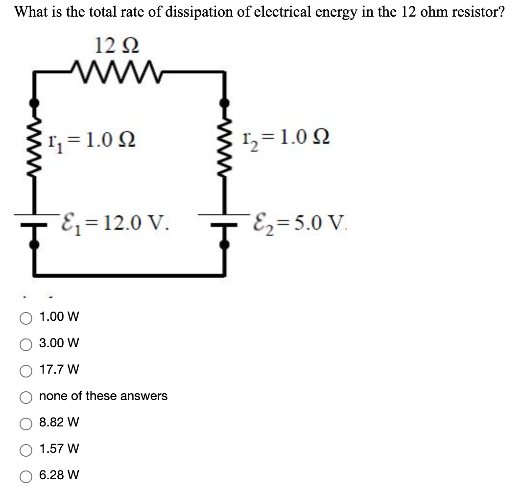Solved What is the total rate of dissipation of electrical | Chegg.com