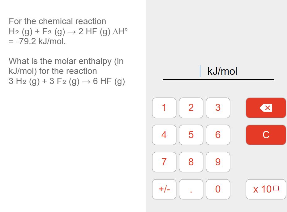 Solved For the chemical reaction H2( g)+F2 (g) →2HF (g) ΔH∘ | Chegg.com