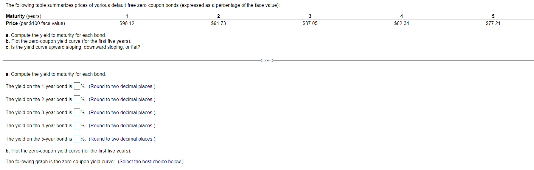 Solved a. b. c. a. Compute the yield to maturity for each | Chegg.com