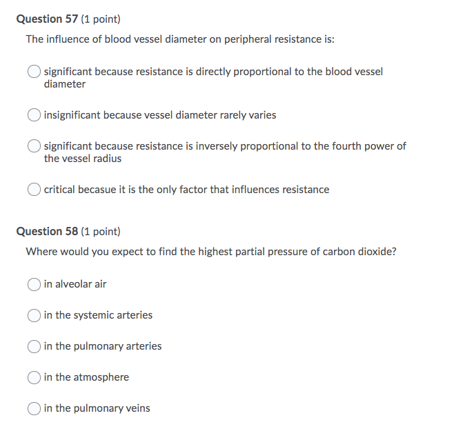 Solved Question 57 (1 point) The influence of blood vessel | Chegg.com