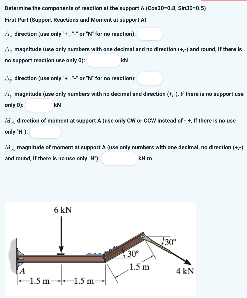 Solved Determine the components of ﻿reaction at ﻿the support | Chegg.com