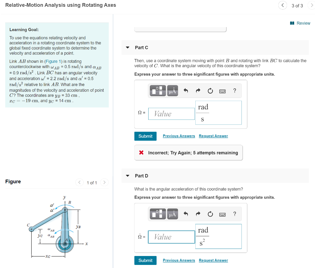 Solved Relative Motion Analysis Using Rotating Axes 3 Of 3 I