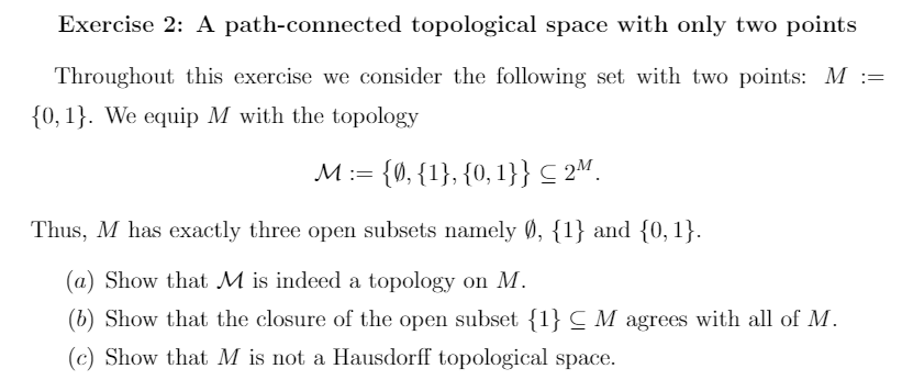 Solved Exercise 2: A path-connected topological space with | Chegg.com