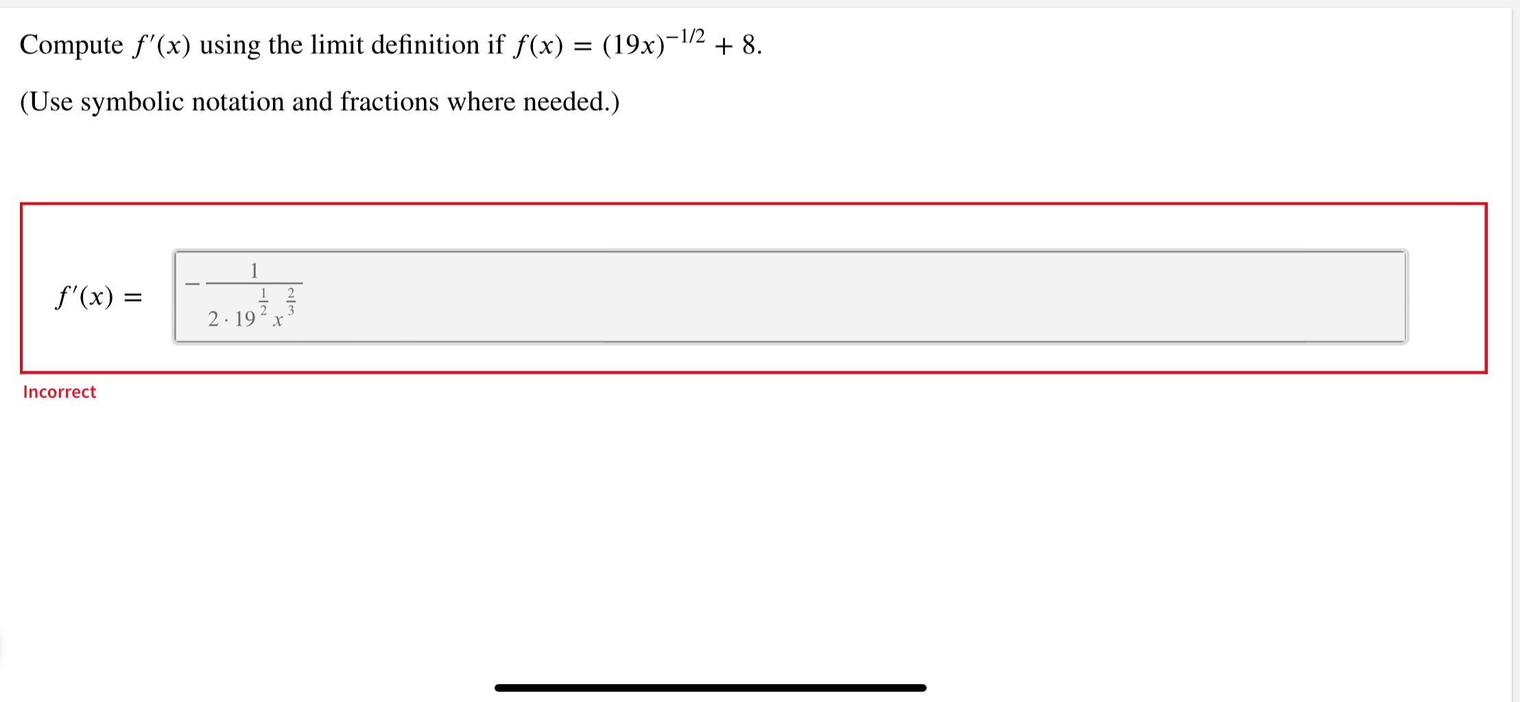 Solved Compute f′(x) using the limit definition if | Chegg.com