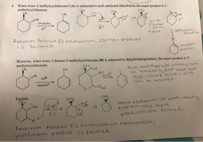Solved 4. When trans-2-methylcyclohexanol (A) is subjected | Chegg.com