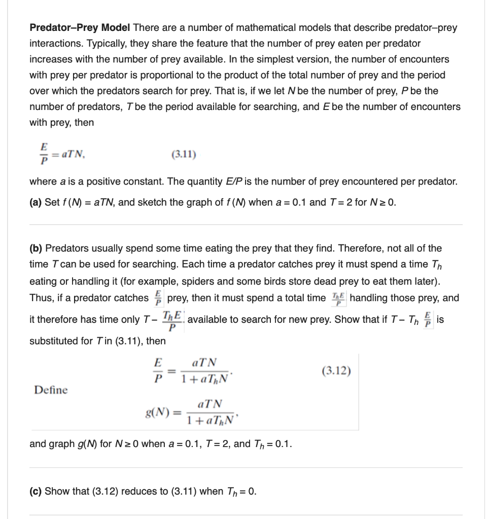 Solved Predator-Prey Model There are a number of | Chegg.com