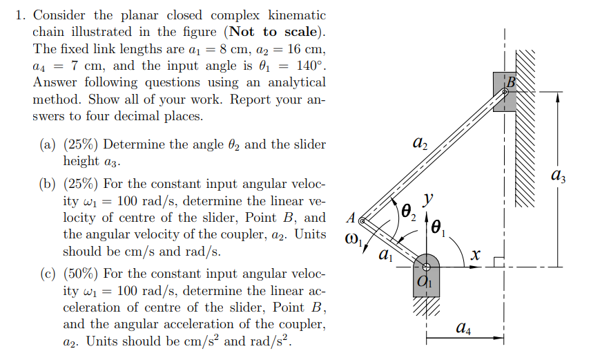 Solved В. 02 1. Consider the planar closed complex kinematic | Chegg.com
