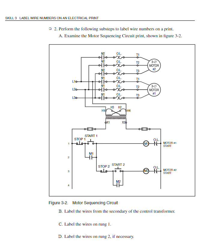 SKILL 3 LABEL WIRE NUMBERS ON AN ELECTRICAL PRINT 2. | Chegg.com