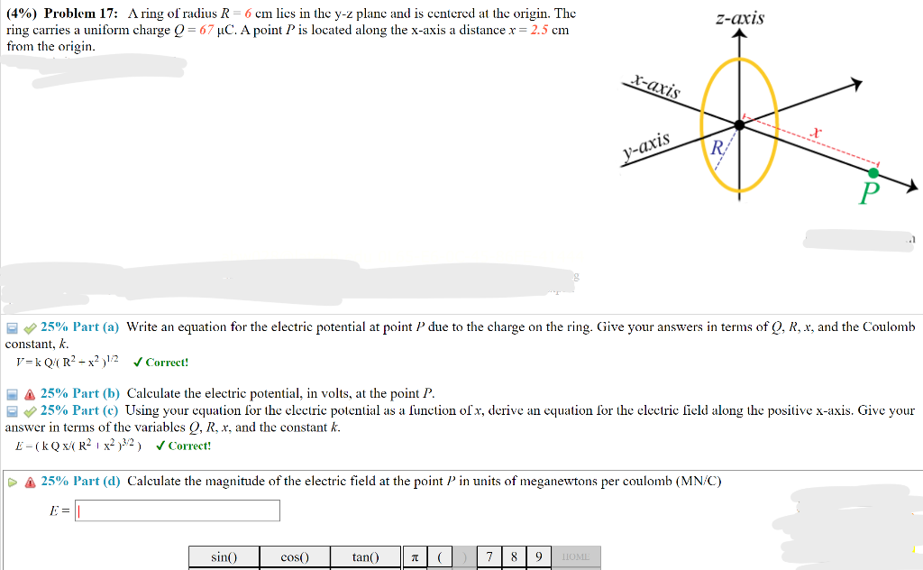 Solved (4\%) Problem 17: A ring of radius \( R=6 | Chegg.com