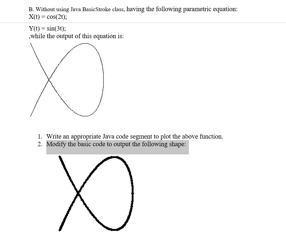 Solved B. Without using Java BasicStroke class, having the | Chegg.com