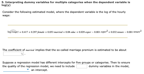 Solved 5. Interpreting dummy variables for multiple | Chegg.com