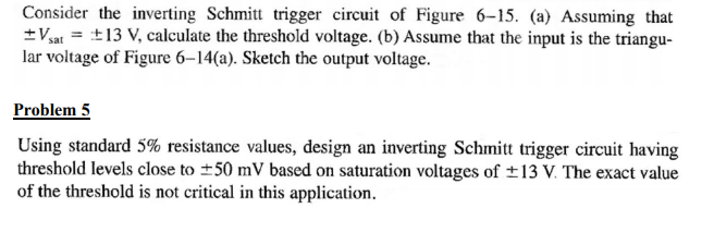 Consider the inverting Schmitt trigger circuit of | Chegg.com