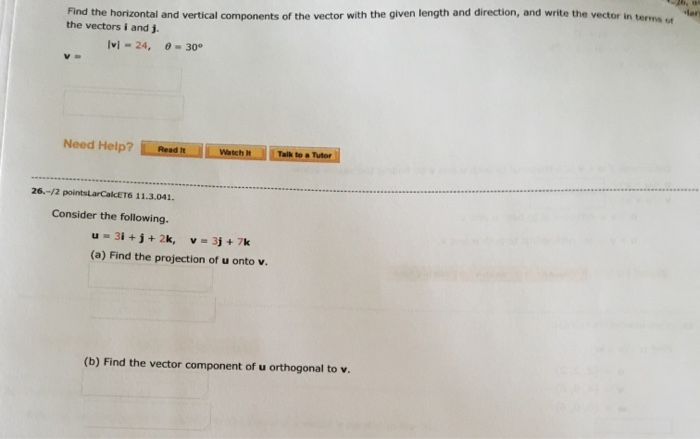 Solved Find the horizontal and vertical components of the | Chegg.com
