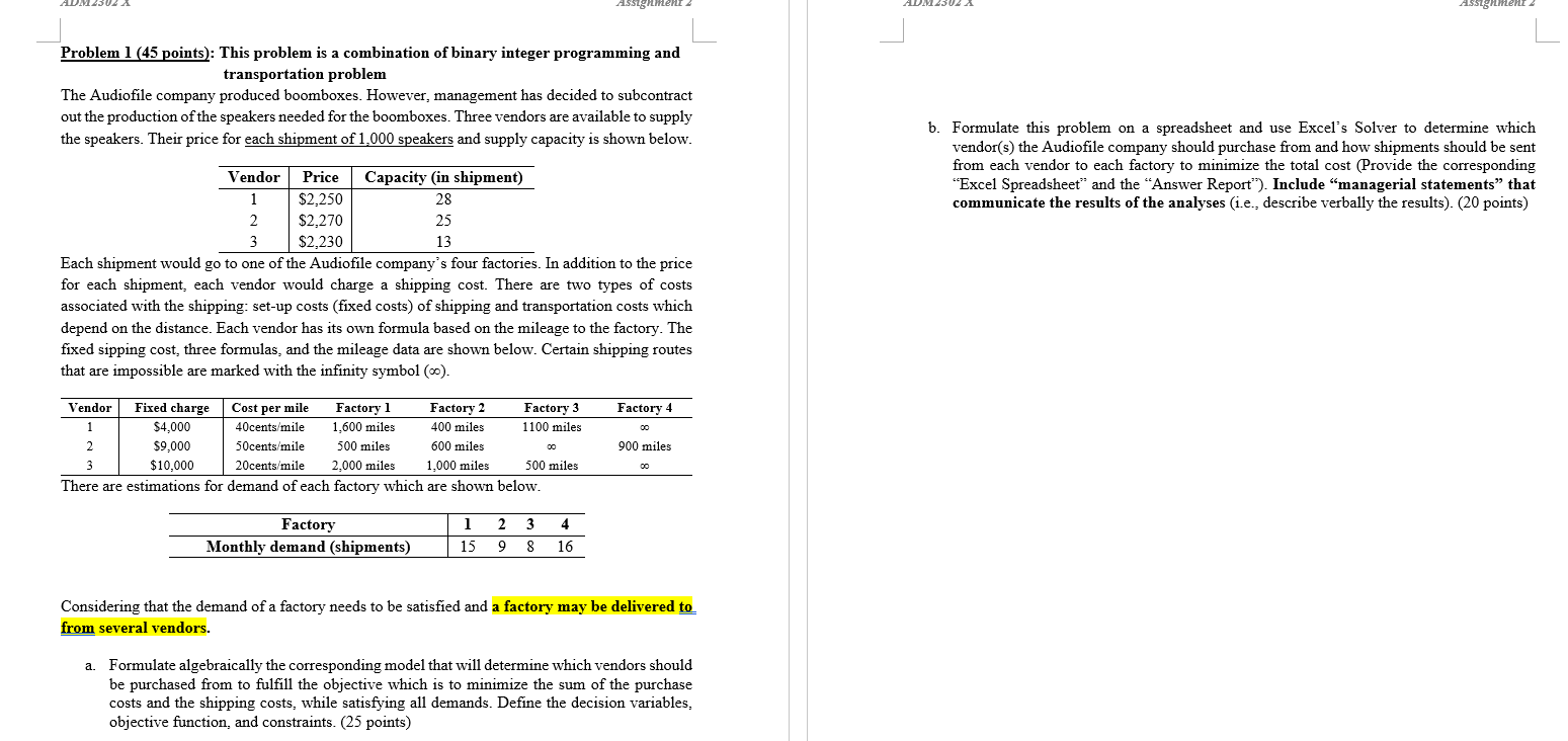 Problem 1 (45 points): This problem is a combination | Chegg.com