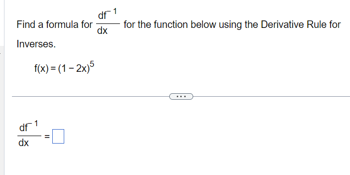 Solved Find a formula for df-1dx ﻿for the function below | Chegg.com