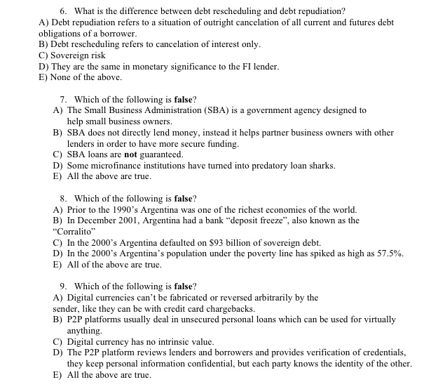 Solved 6. What is the difference between debt rescheduling | Chegg.com