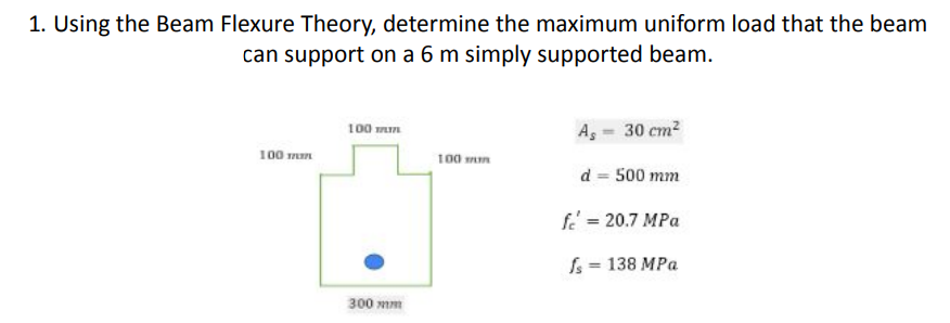 Solved 1. Using the Beam Flexure Theory, determine the | Chegg.com