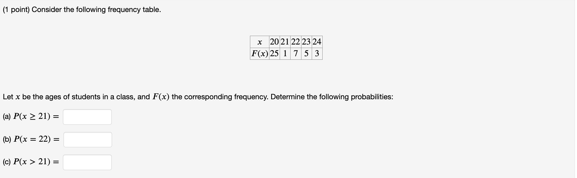 Solved 1 Point Consider The Following Frequency Table Let