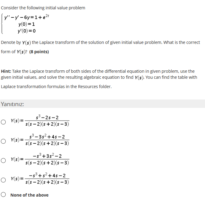 Solved Consider the following initial value problem y'' - | Chegg.com