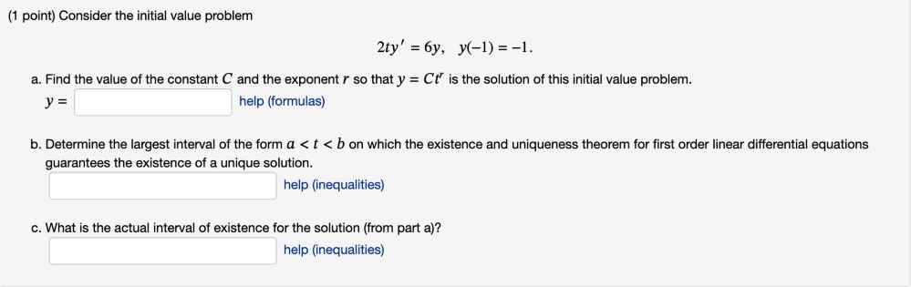 Solved (1 ﻿point) ﻿Consider the initial value | Chegg.com