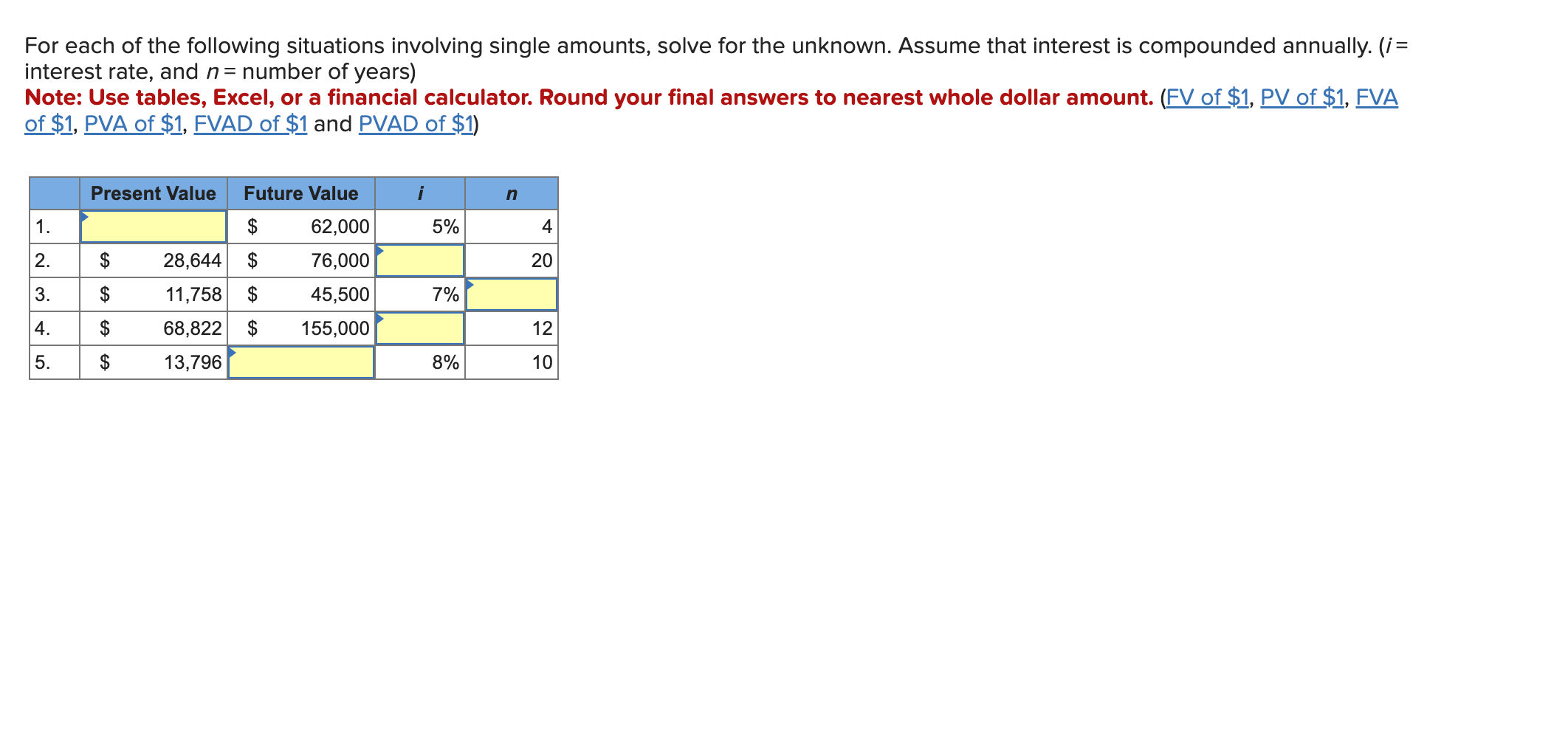 Solved For each of the following situations involving single | Chegg.com