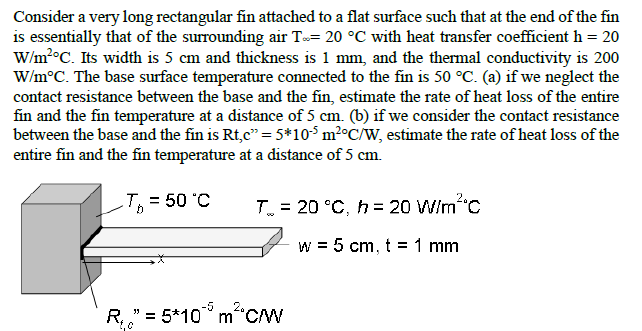 Solved Consider a very long rectangular fin attached to a | Chegg.com